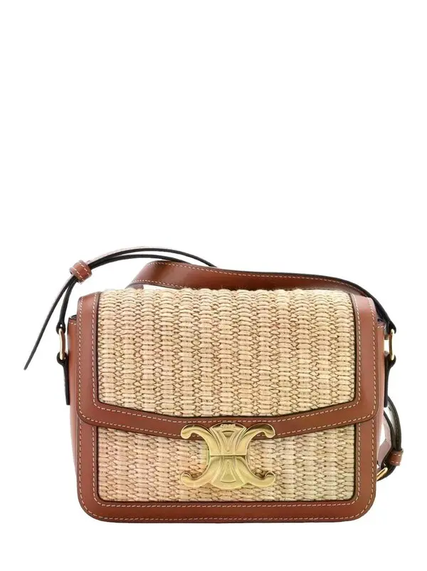 Celine Triomphe Raffia Shoulder Bag - Brown