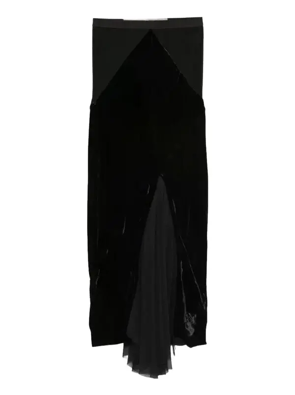 Rick Owens Panelled Design Midi Skirt - Black