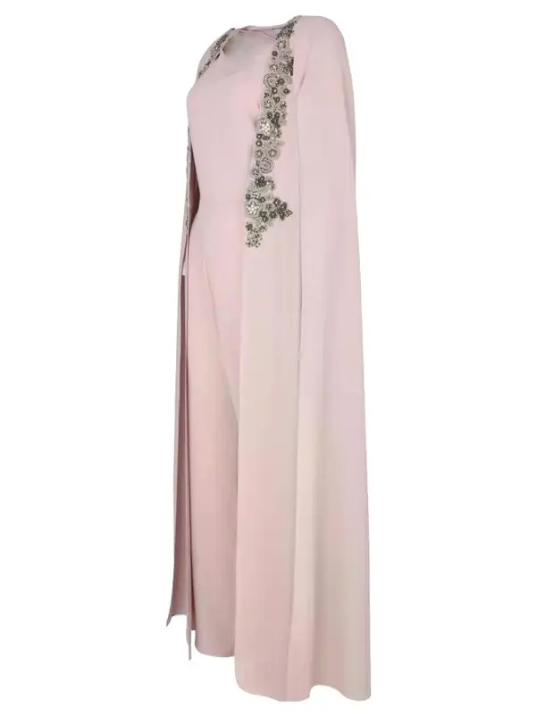 LOODYANA Bead-embellished Cape Maxi Dress - Pink