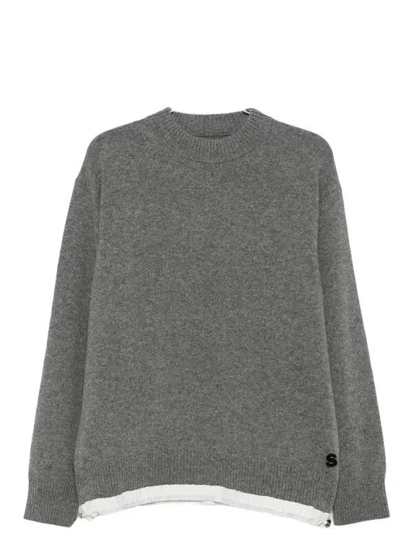 Sacai Logo Patch Drawstring Sweater - Grey