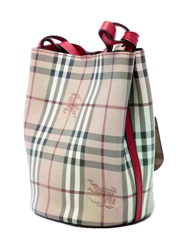 Burberry Haymarket Check Coated Canvas Lorne Bucket Bag - Red