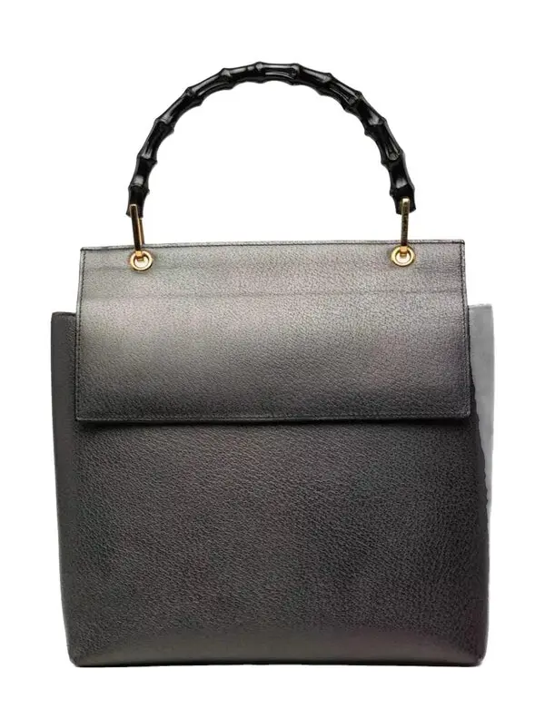 Gucci Calfskin Bamboo Flap Top Handle Satchel - Grey