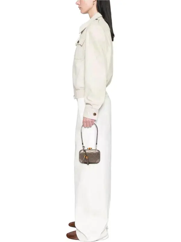 Gucci Metallic Broadway Bamboo Lock Clutch Bag - Purple