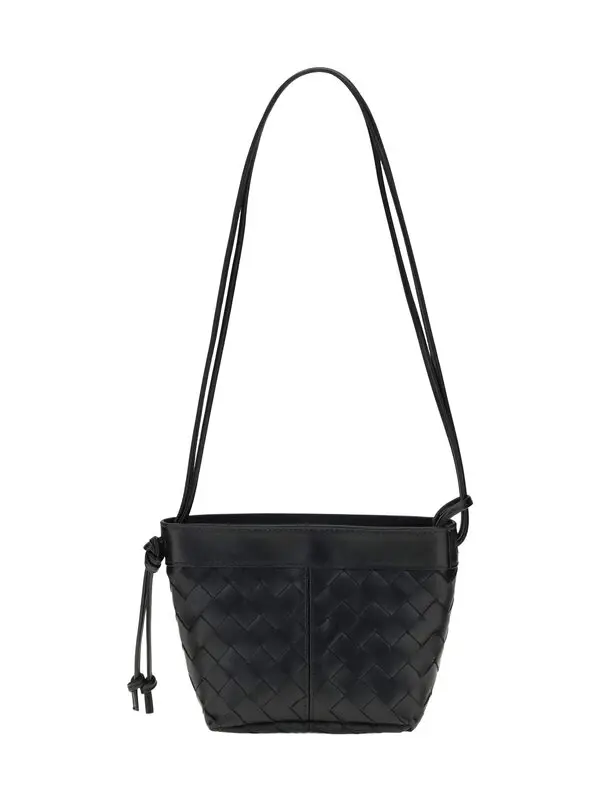 Bottega Veneta Woven Leather Shoulder Bag - Black