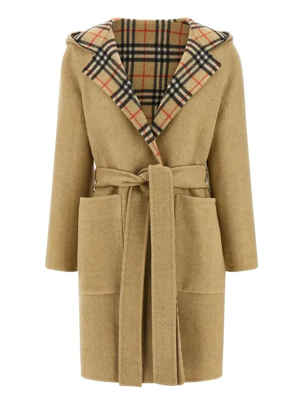 Burberry Hampshire Reversible Wool Coat - Cream