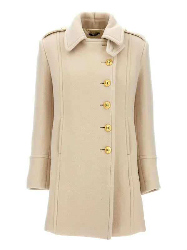 TOM FORD Single-breasted Wool Coat - White