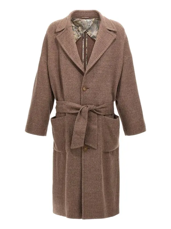 Etro Single-breasted Wool Coat - Cream