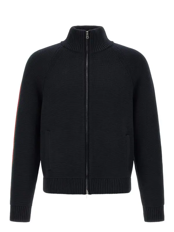 Gucci Wool Web Ribbon Knitted Jacket - Blue