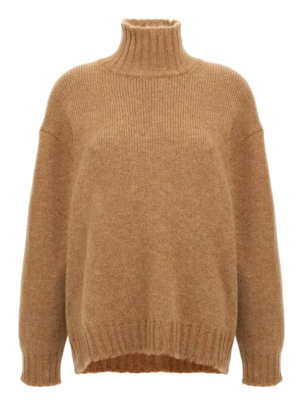 JIL SANDER Alpaca Blend High Neck Sweater - Cream