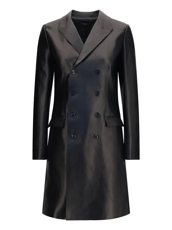 TOM FORD Double-breasted Lambskin Coat - Black