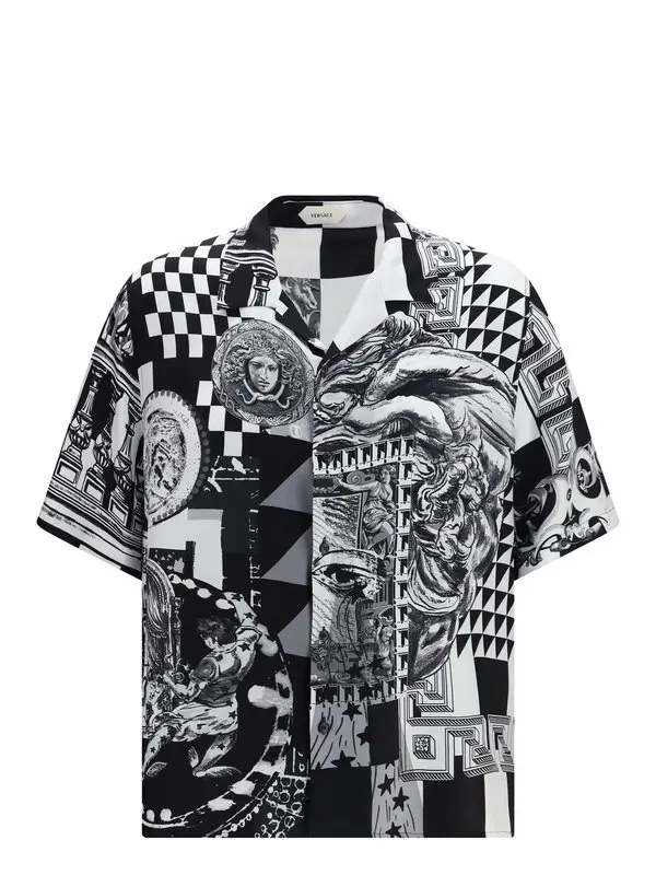 Versace Printed Silk Twill Shirt - Black