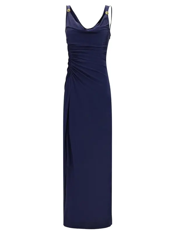 Versace Long Dress In Viscose Jersey - Blue