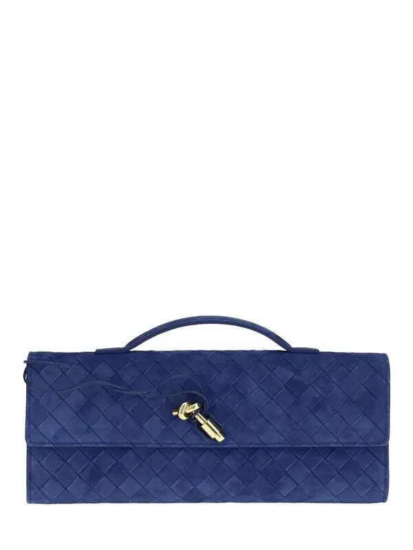 Bottega Veneta Andiamo Clutch In Suede - Blue