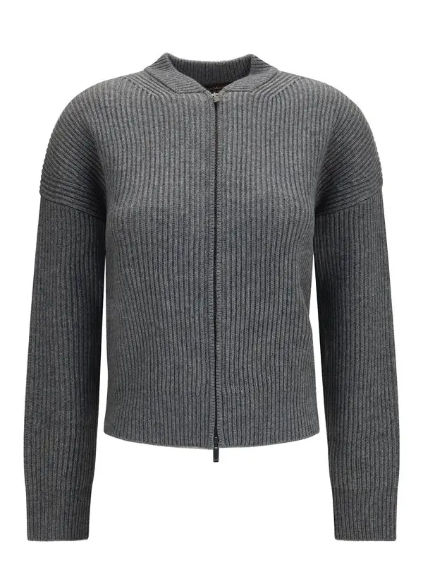 Max Mara Carnet Ribbed Cardigan - Gray