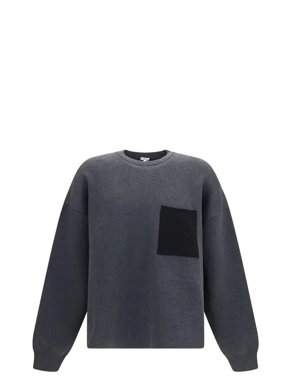 Loewe Anagram Cotton-blend Sweatshirt With Pocket - Gray