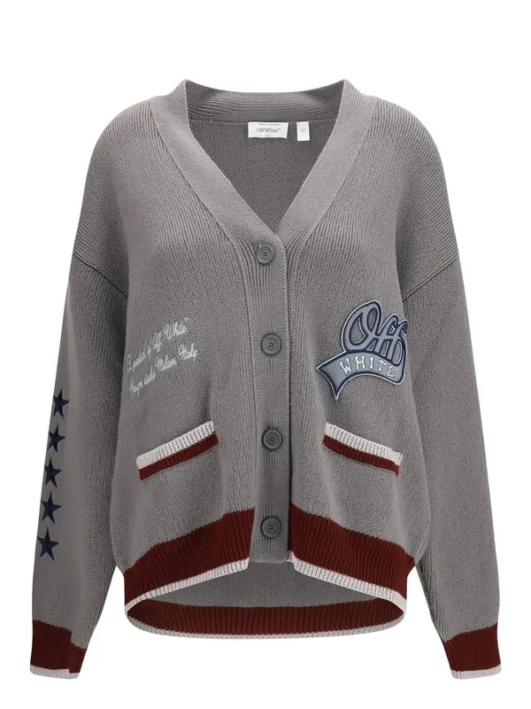 Off-White College Varsity Knit Cardigan - Gray