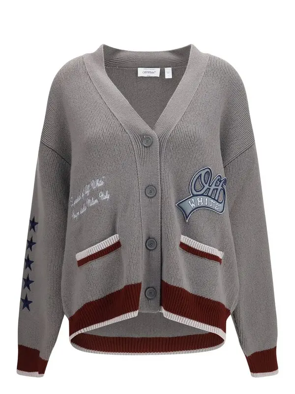 Off-White College Varsity Knit Cardigan - Gray