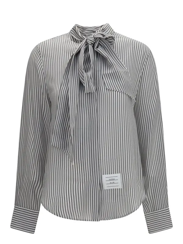 Thom Browne Striped Silk Shirt - Gray