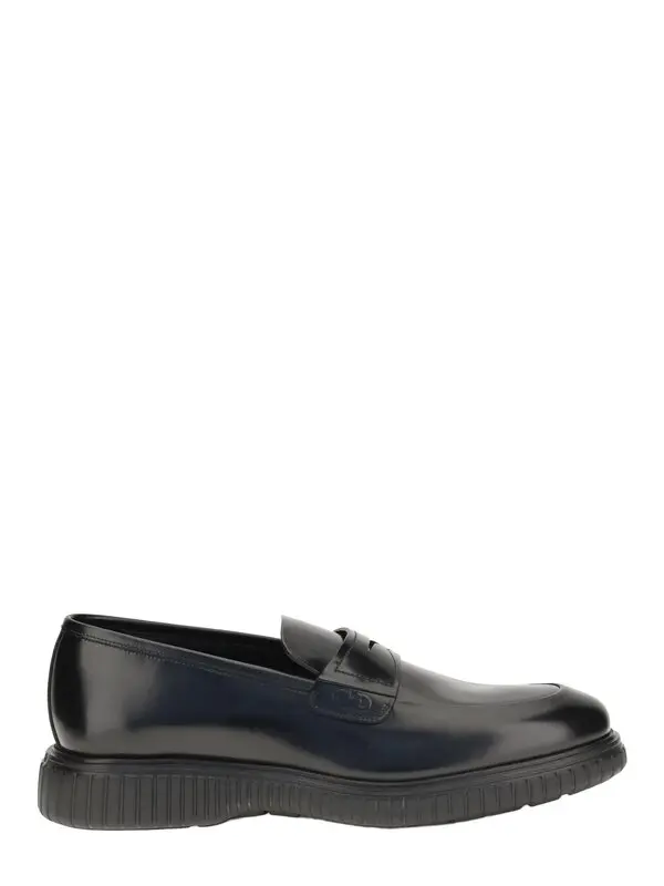 FERRAGAMO Brushed Calfskin Loafers - Black