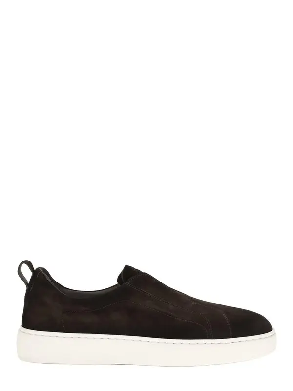 Santoni Suede Slip-on Sneakers - Brown