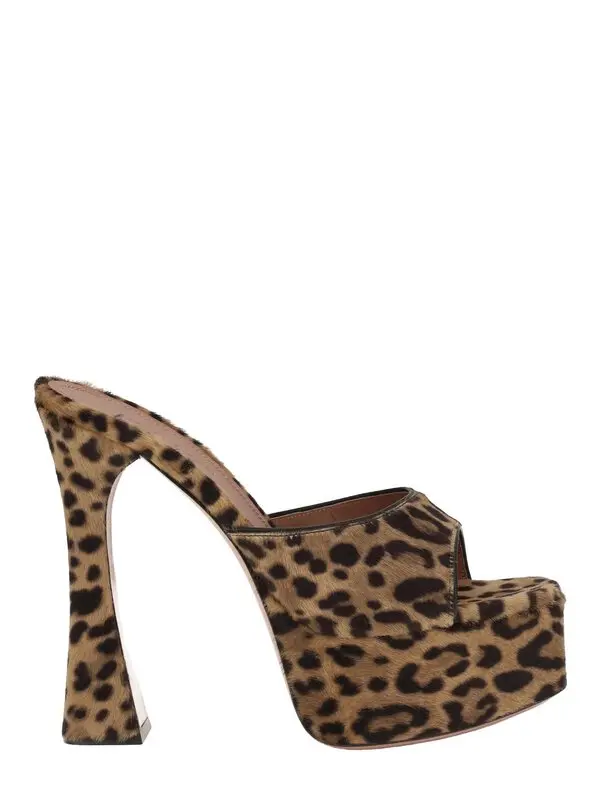 Amina Muaddi Leopard-print Pony Hair Dalida Platform Sandals - Cream