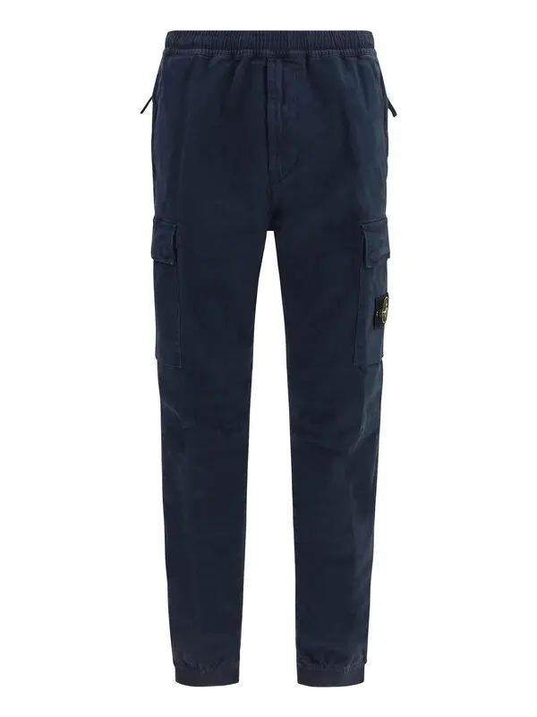 Stone Island Cargo Pants With Elasticated Cuffs - Blue