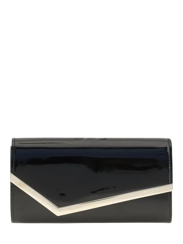 JIMMY CHOO Emmie Leather Clutch With Chain Strap - Black