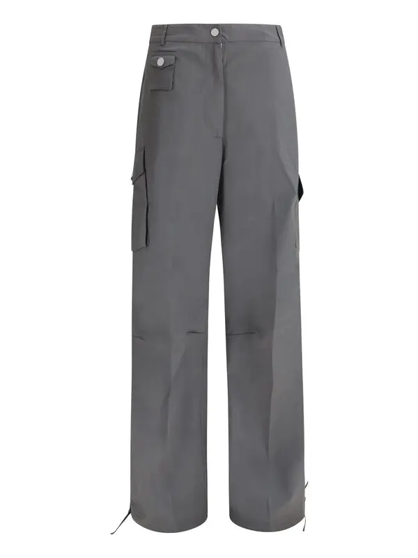 GANNI Stretch Cotton Cargo Pants - Gray