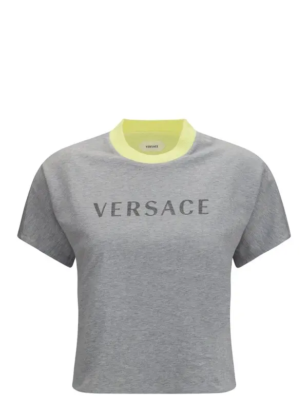 Versace Logo Cotton T-shirt - Gray