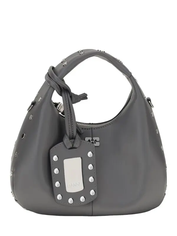 GANNI Mini Hobo Handbag With Stud Embellishments - Gray