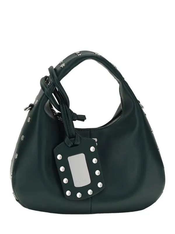 GANNI Mini Studded Hobo Handbag - Green