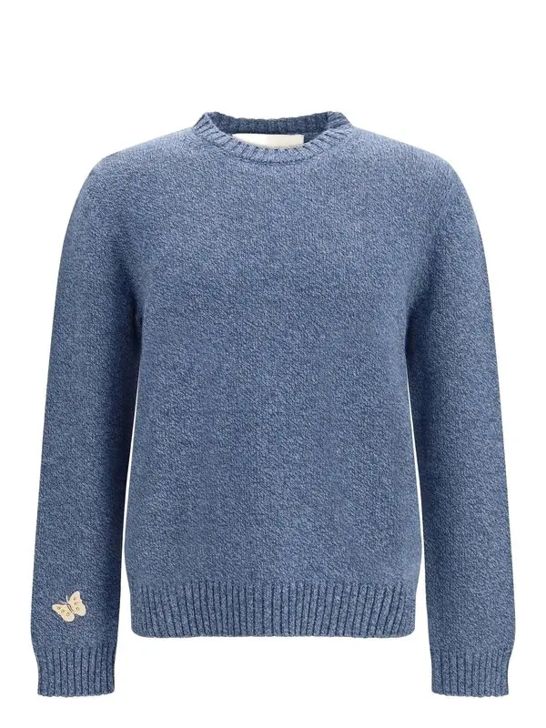 Valentino Garavani Wool Sweater With Butterfly Applique - Blue