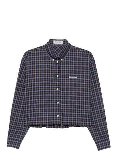 Miu Miu Checked Shirt - Blu/cacao