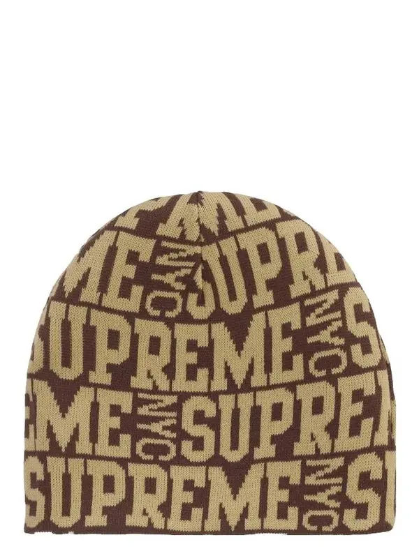 Supreme All-over Logo Beanie - Brown