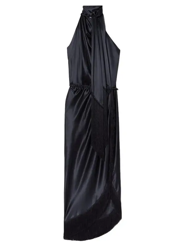 Burberry Fringed Silk Scarf Dress - Iris Purple