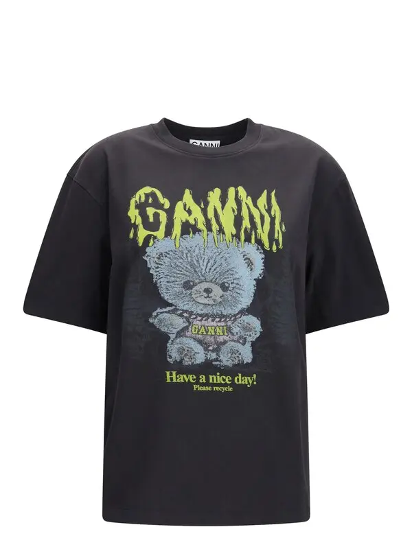GANNI Forest Teddy Graphic T-shirt - Gray