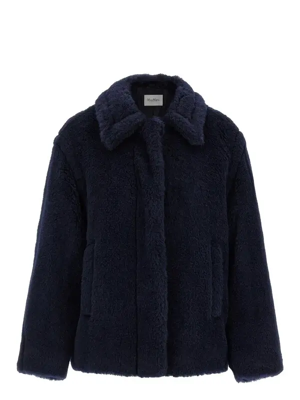 Max Mara Alpaca And Wool Blend Teddy Short Coat - Blue