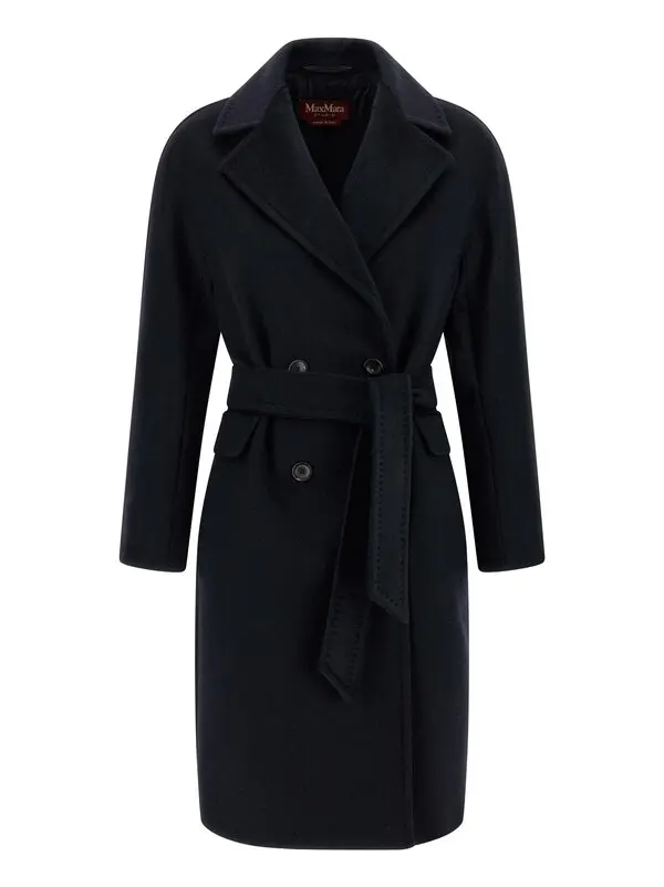 Max Mara Panteon Midi Coat In Alpaca, Wool Sable, And Cashmere - Blue