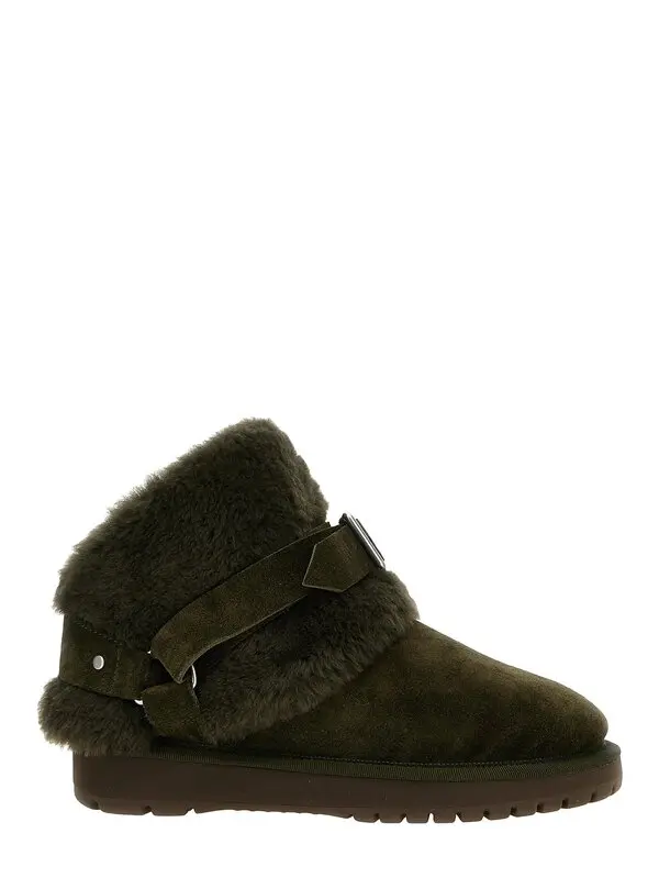 Burberry Chubby Suede Ankle Boots With Shearling - Green