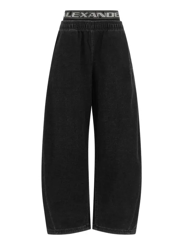 Alexander Wang Wide Leg Denim Pants - Black