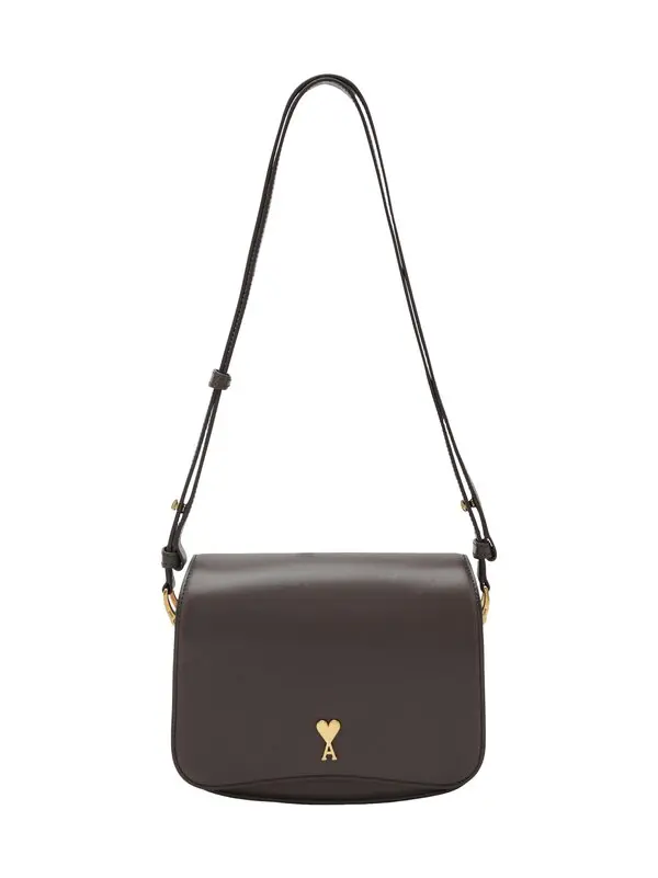 AMI Paris Calfskin Shoulder Bag - Brown
