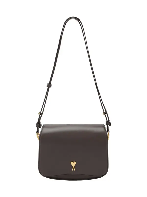 AMI Paris Calfskin Shoulder Bag - Brown