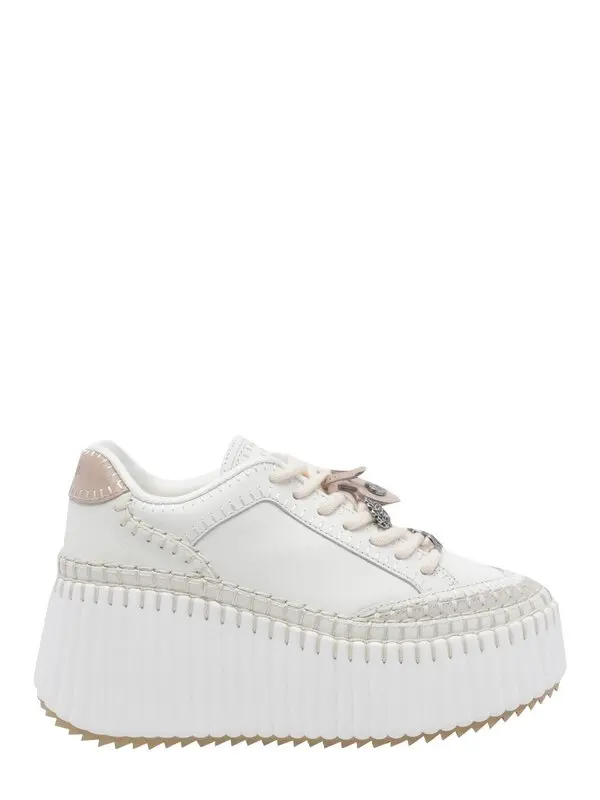 Chloé Leather And Suede Platform Sneakers - White