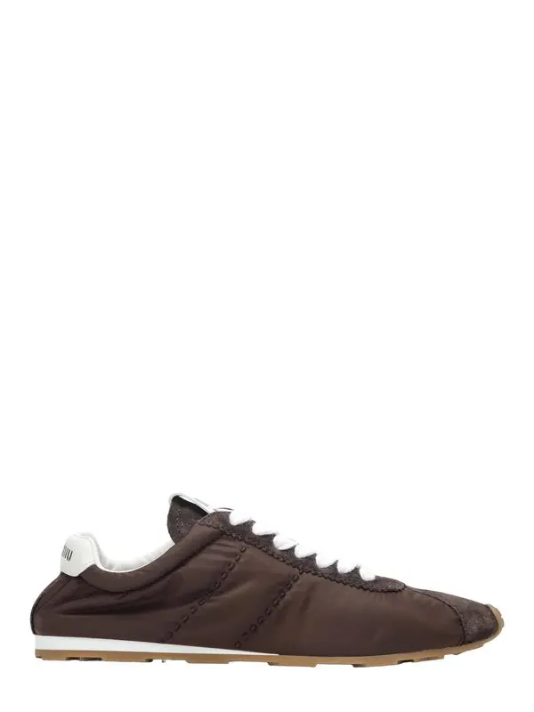 Miu Miu Burnt-tone Leather Plume Sneakers - Brown