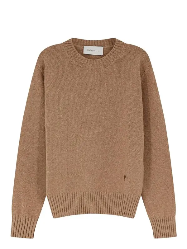 AMI Paris Cashmere Crew Neck Sweater - Brown