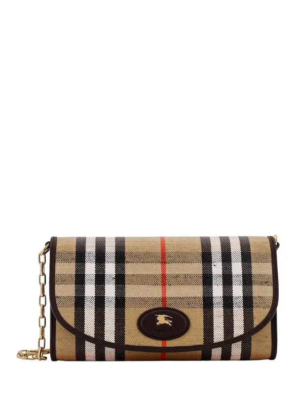 Burberry Coated Canvas Check Pattern Crossbody Bag - Cream
