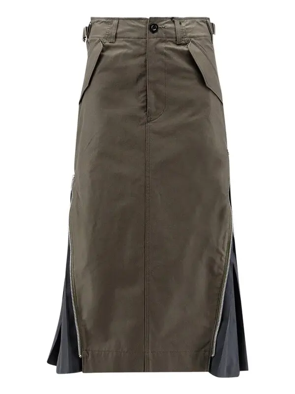 Sacai Cotton Pleated Skirt - Multicolor