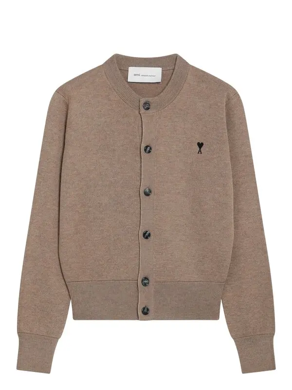 AMI Paris De Cœur Wool Cardigan - Cream