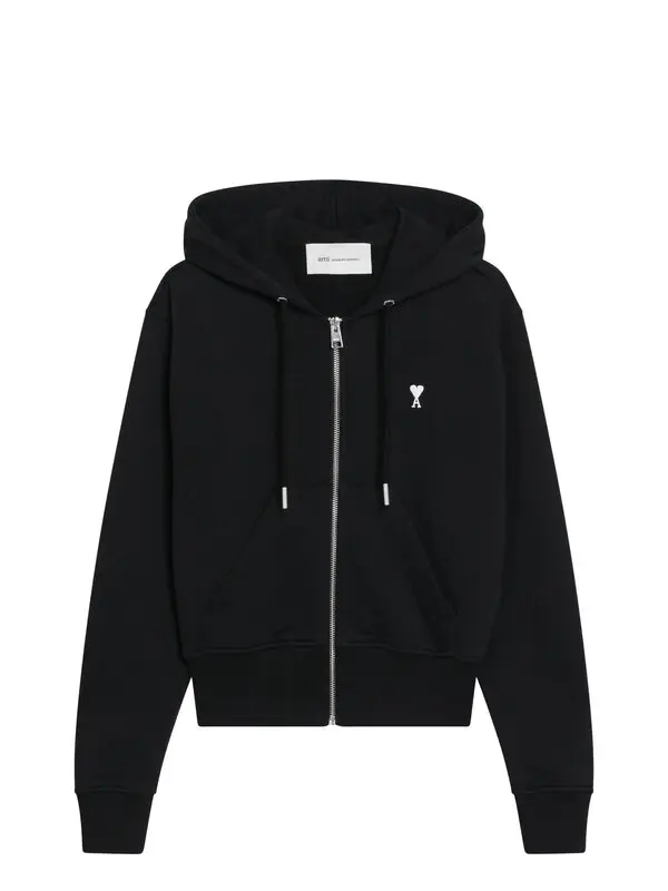AMI Paris De Coeur Zip-up Sweatshirt - Black