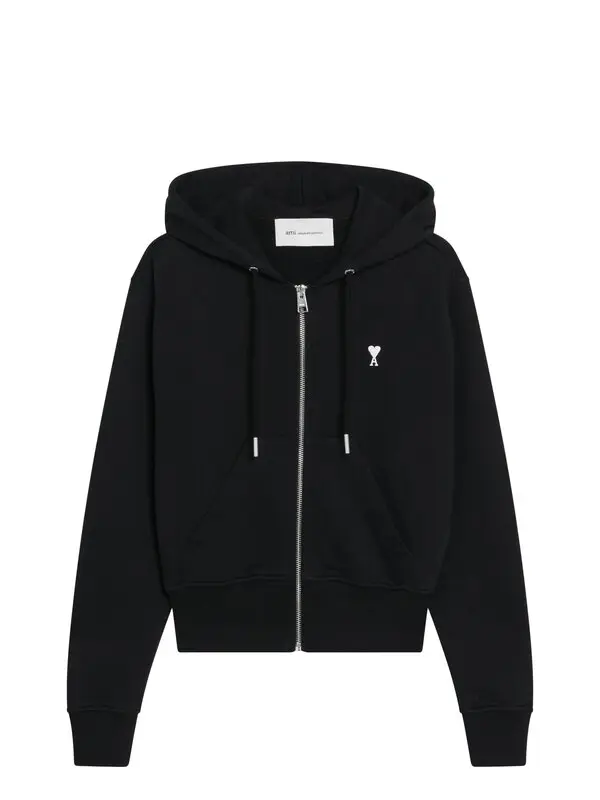 AMI Paris De Coeur Zip-up Sweatshirt - Black